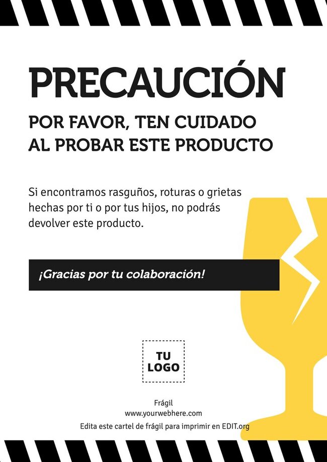 Crea un cartel de Frágil para imprimir gratis
