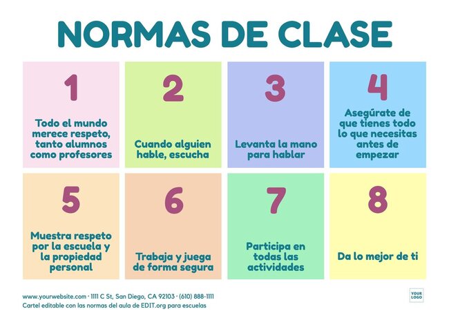 Plantillas de carteles de normas de clase personalizables y gratuitas