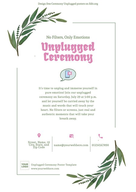 Unplugged Ceremony Sign Templates Printable