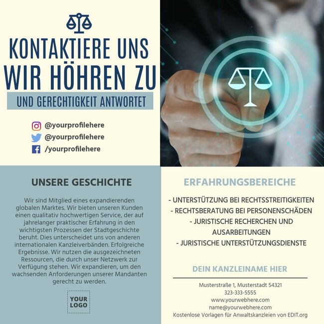 Visitenkarte & Flyer Vorlagen für Anwaltskanzleien