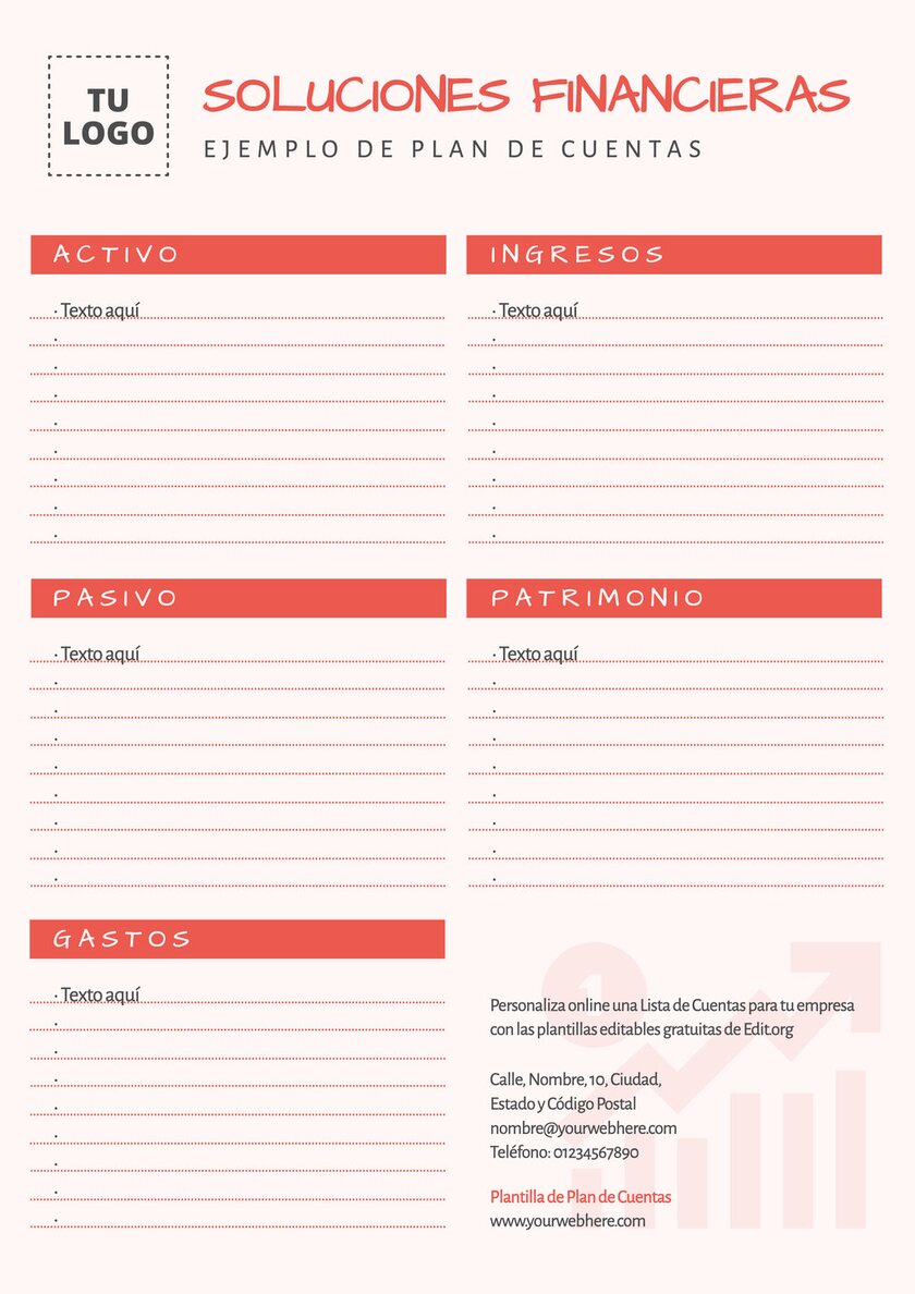 Edita ejemplos de Plan de Cuentas de una empresa