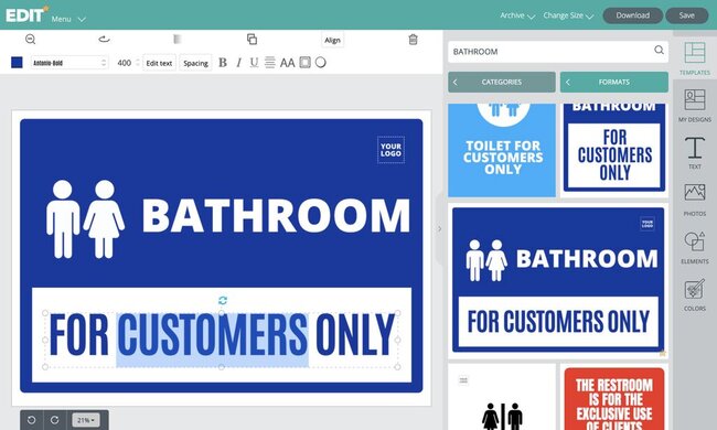 Customizable Restroom signs for customers only