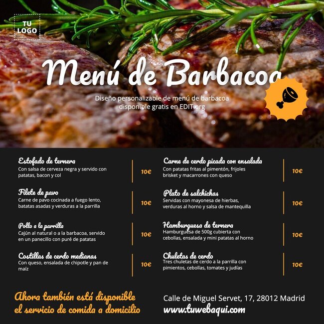 Modelos de menu de churrasco grátis