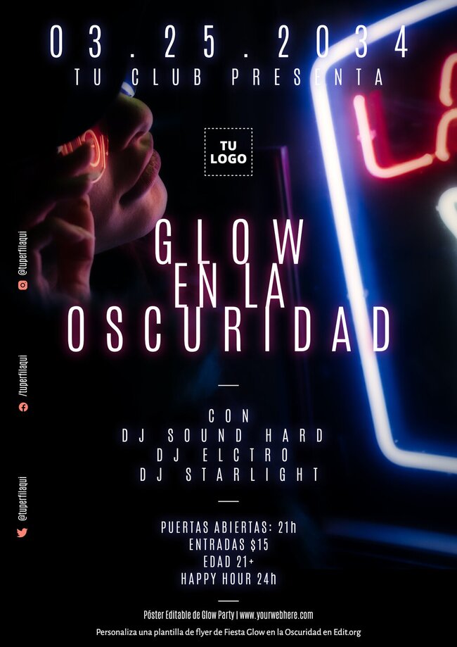 Glow Party: crea flyers con plantillas editables