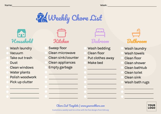 Free Printable Chore List Templates