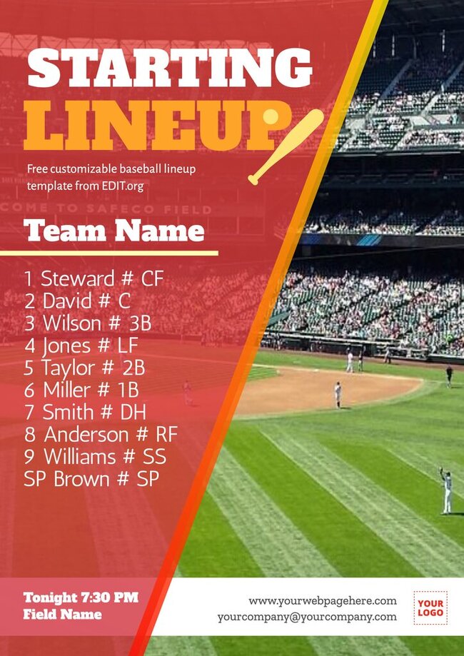 Customize printable Baseball templates online