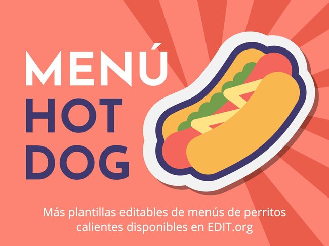 Crea gratis un menú de hot dogs para restaurantes