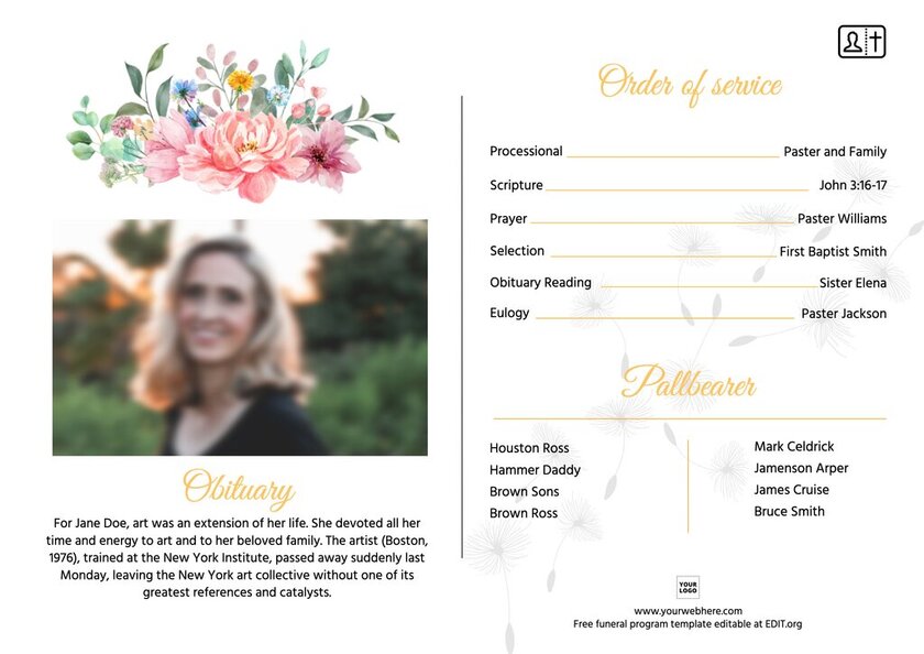 Customize A Free Funeral Program Template