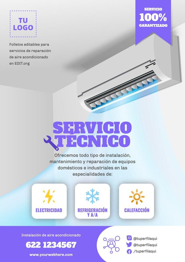 Crea folletos de Aire Acondicionado con plantillas online