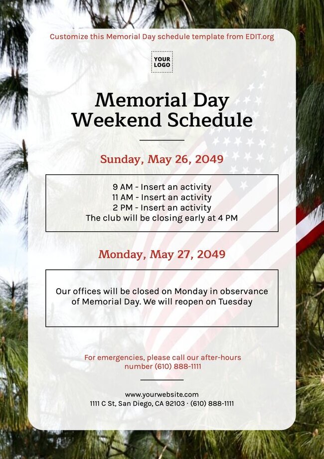 Customize Free Memorial Day Templates