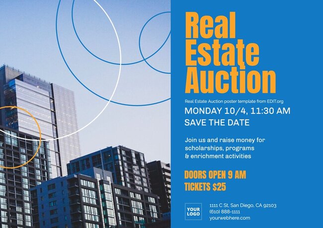 Free templates to create auction posters and ads