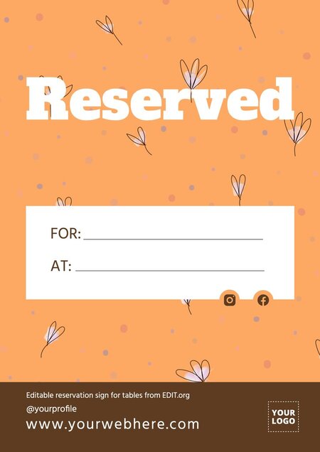 Customize printable reservation signs for tables