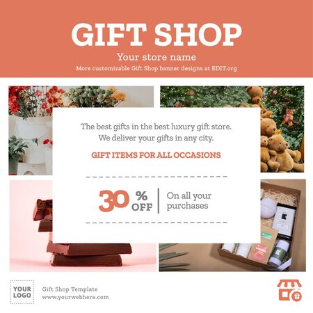 Gift Store: editable templates for banners and posters