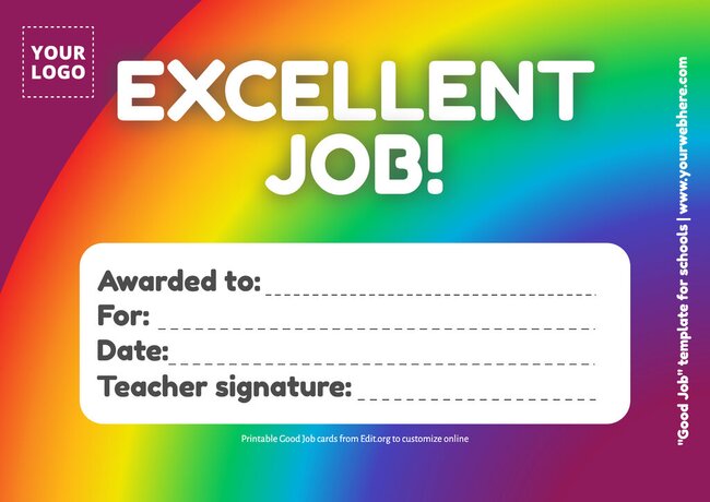 Free Printable Good Job Cards