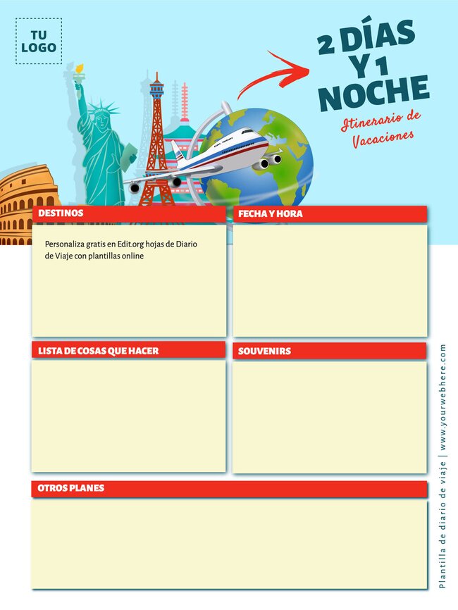 Crea Fichas de Diario de Viaje con plantillas