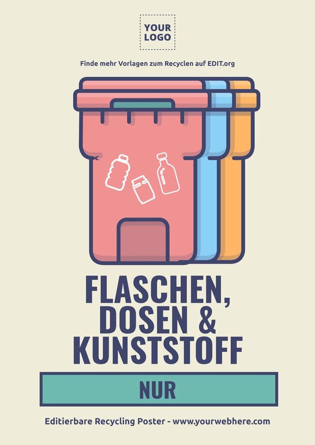 Editierbare Plakate zum Reduzieren, Wiederverwenden und Recyceln