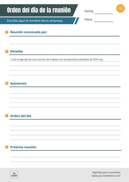 Crea tu plantilla para Agenda de Reuniones personalizada