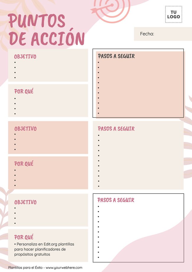 Crea un plan de acción de Metas Personales gratis